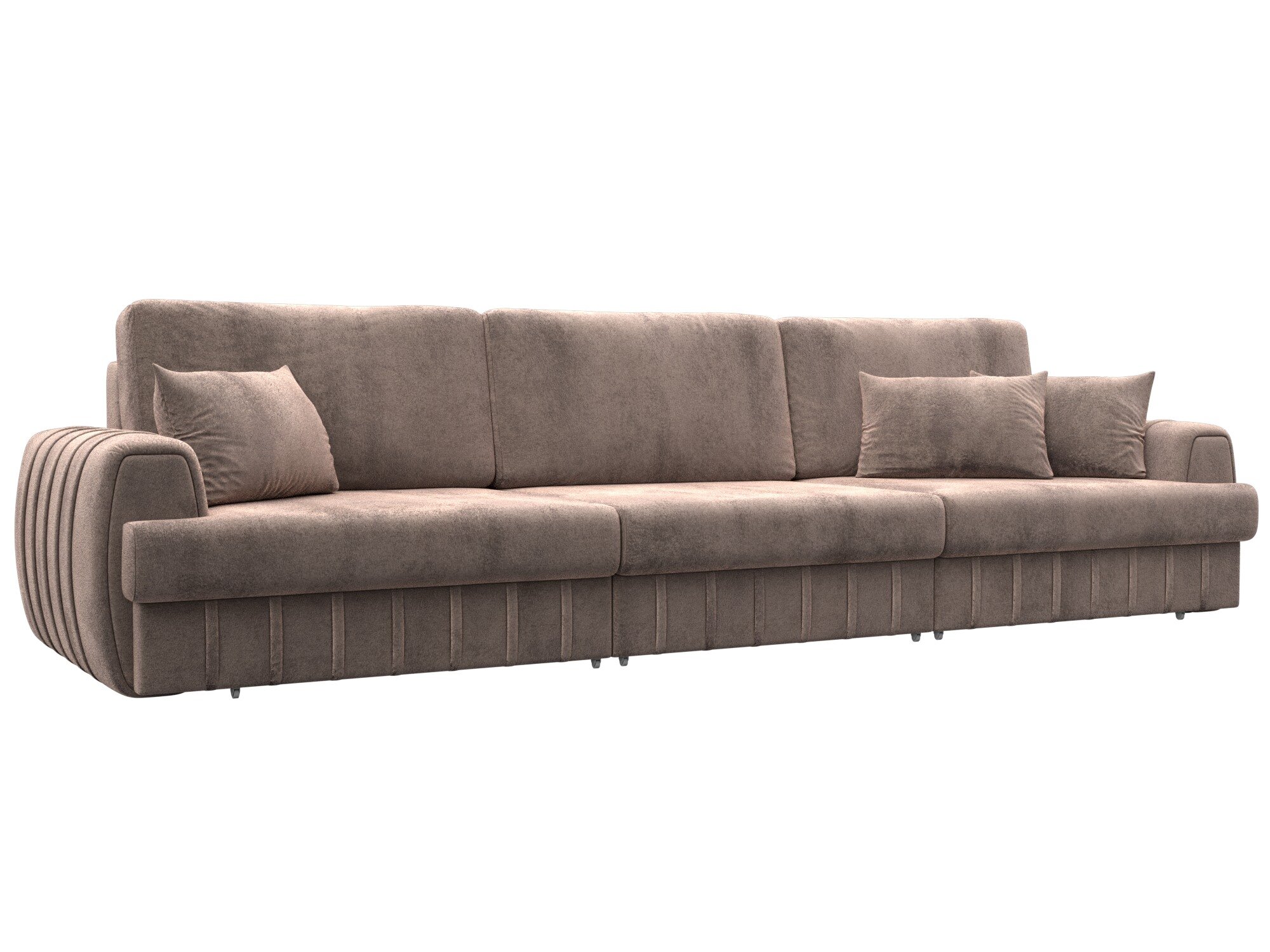 Диван прямой Лига-057 НПБ Лонг, 6-местный, размер: 336х106см, спальное место: 160х292см, велюр, TOWER 05 бежевый