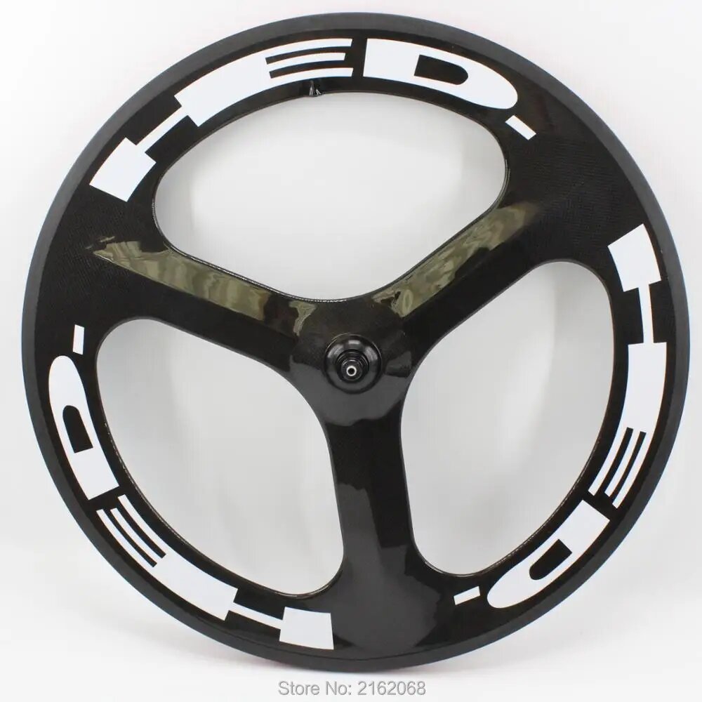 Шоссейные колеса 700C 3K UD 12K карбон 3 спицы клинчер, Fixed Gear front