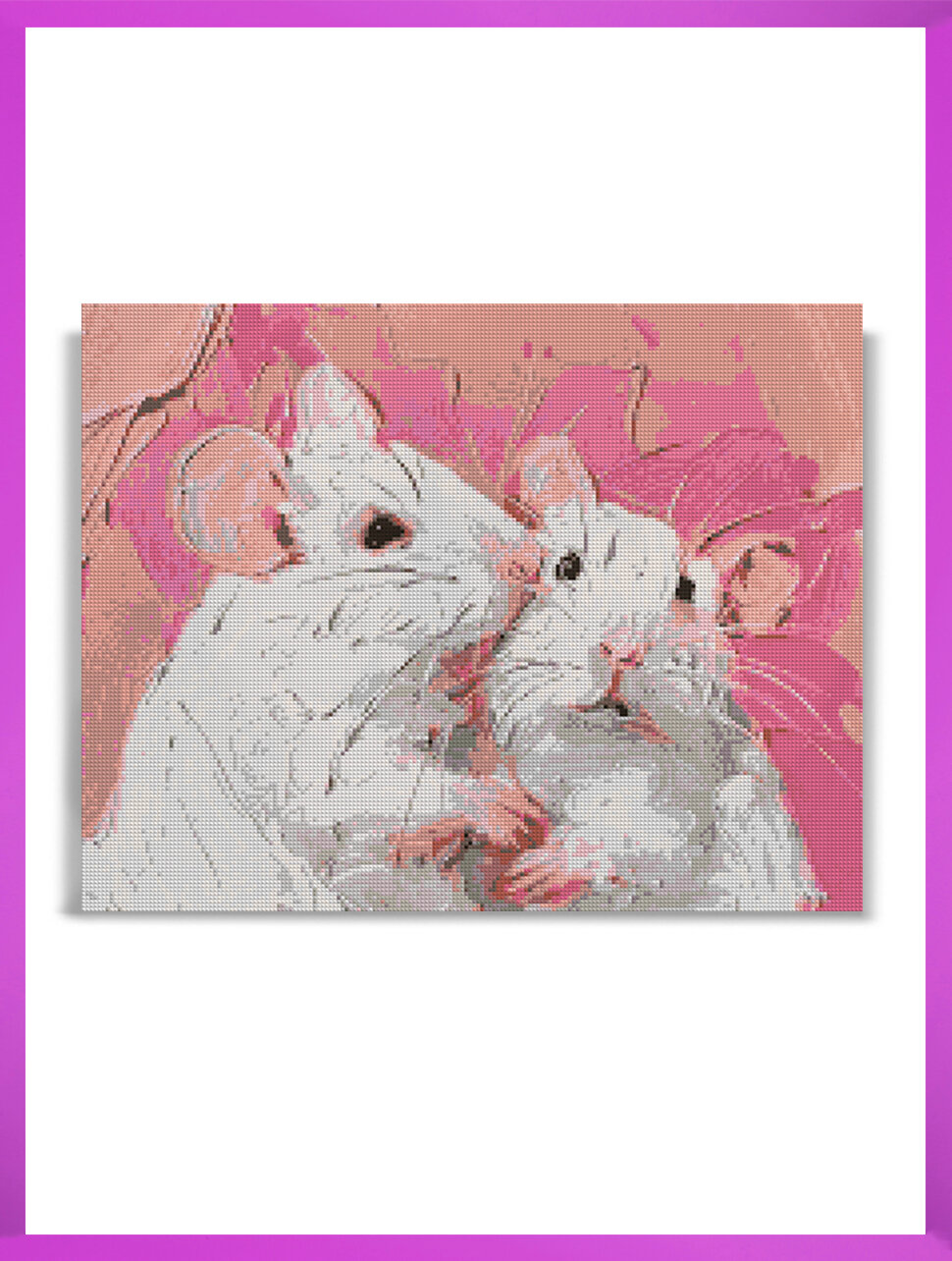 Алмазная мозаика на подрамнике - вышивка Крыски 40 х 50 см