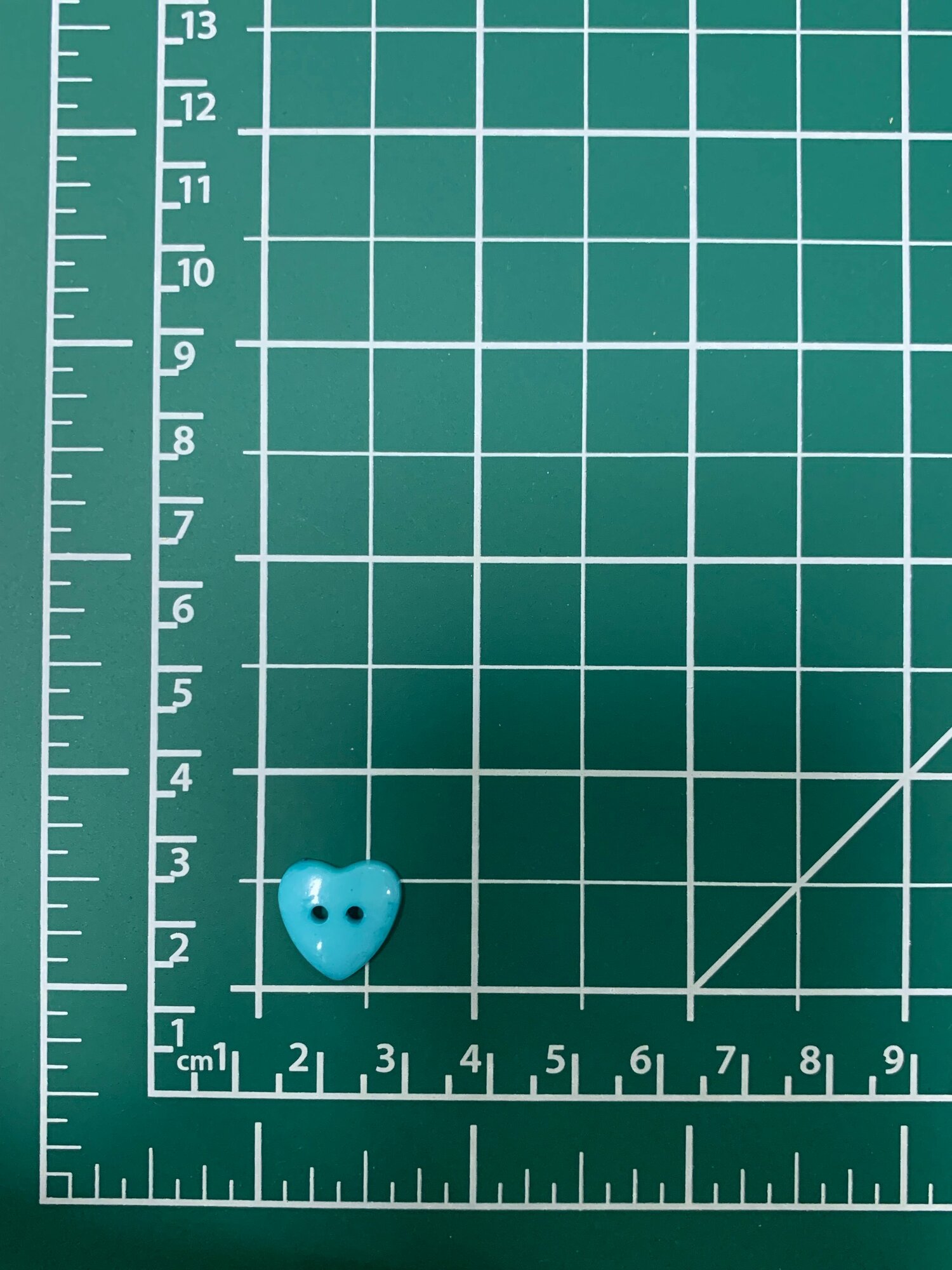 Пуговицы сердечки бирюзовые, 3 шт