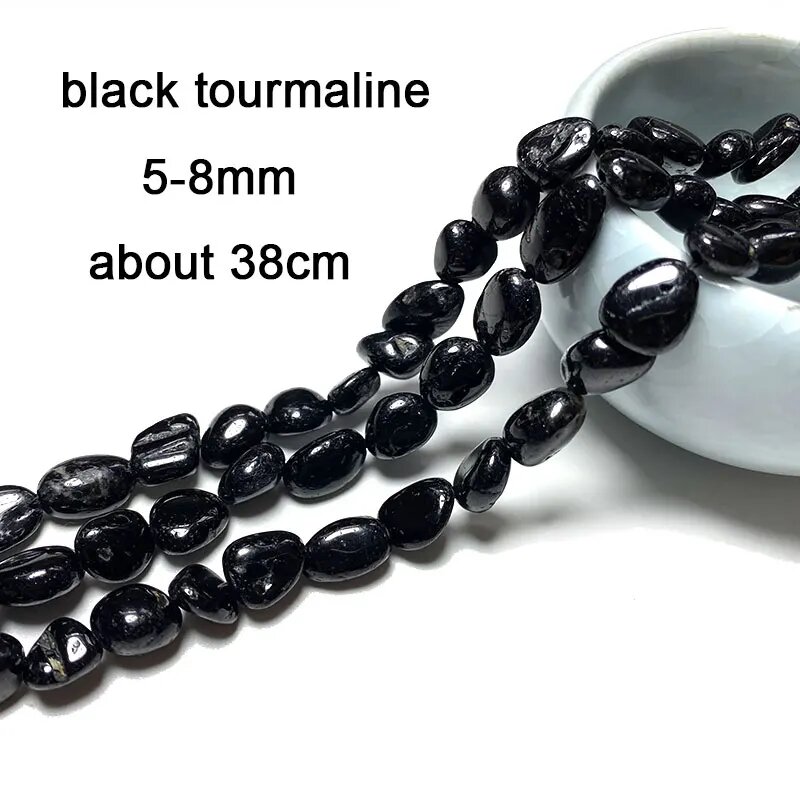 Натуральные бусины LUOMAN XIARI: черный камень, агат, оникс, турмалин, разные 5-8mm tourmaline