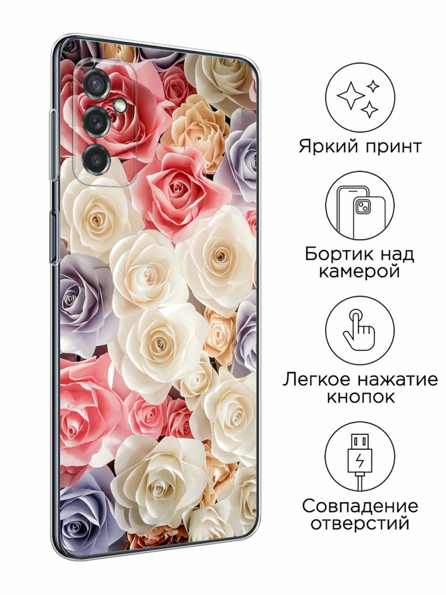 Чехол на Samsung Galaxy M52 / Самсунг Галакси M52 с принтом "Пастельные розы" — фото 1