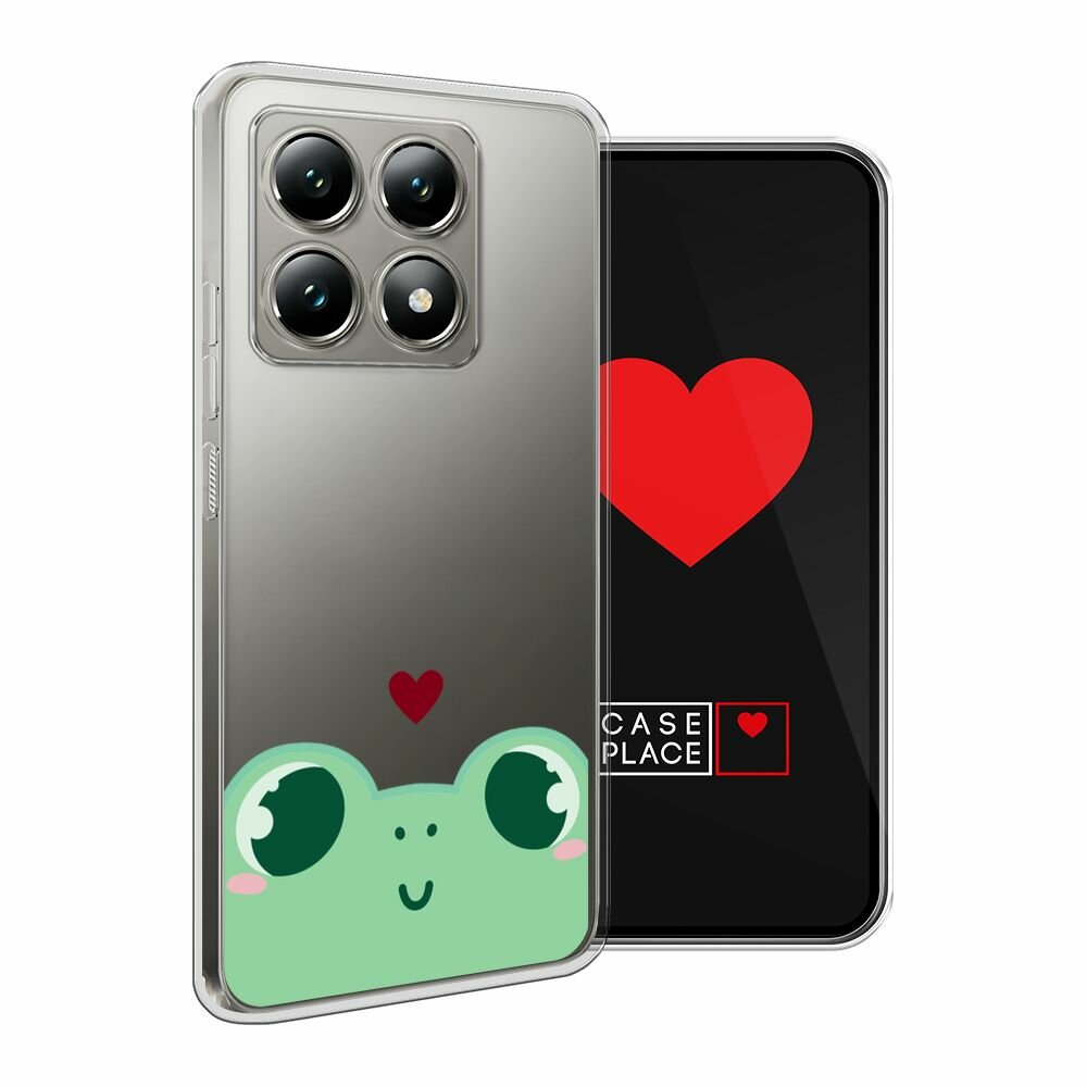 Чехол на Xiaomi 14T / Сяоми 14T с принтом "Влюблённая лягушка - 14 февраля", прозрачный — фото 1