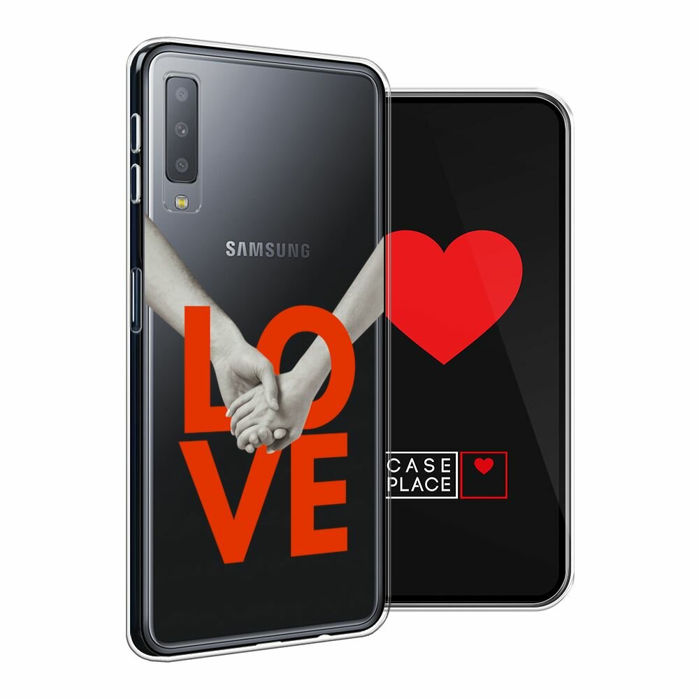 Чехол на Samsung Galaxy A7 2018 / Самсунг Галакси А7 2018 с принтом "Love holding hands - 14 февраля", прозрачный — фото 1