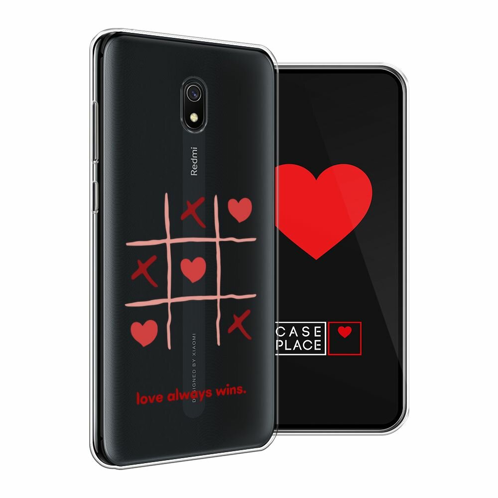 Чехол на Xiaomi Redmi 8A / Сяоми Редми 8А с принтом "love always wins - 14 февраля", прозрачный — фото 1