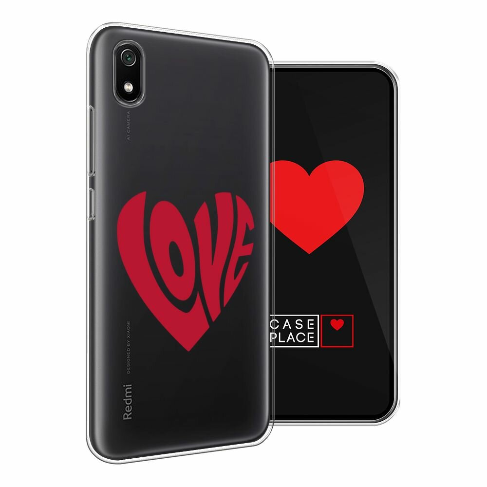 Чехол на Xiaomi Redmi 7A / Сяоми Редми 7А с принтом "Love heart 2 - 14 февраля", прозрачный — фото 1