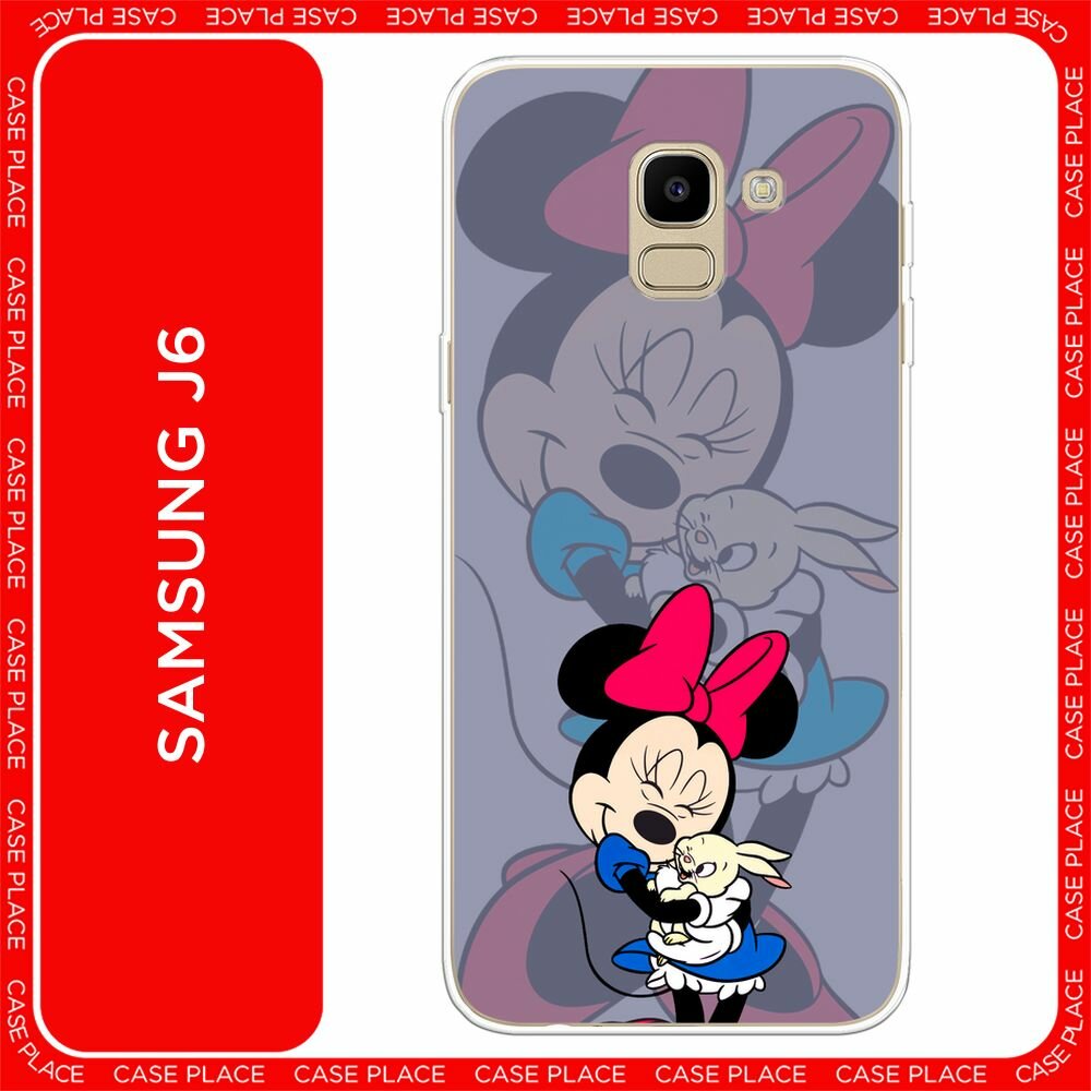 Чехол на Samsung Galaxy J6 2018 / Самсунг Галакси Джей 6 2018 с принтом "Минни с кроликом"