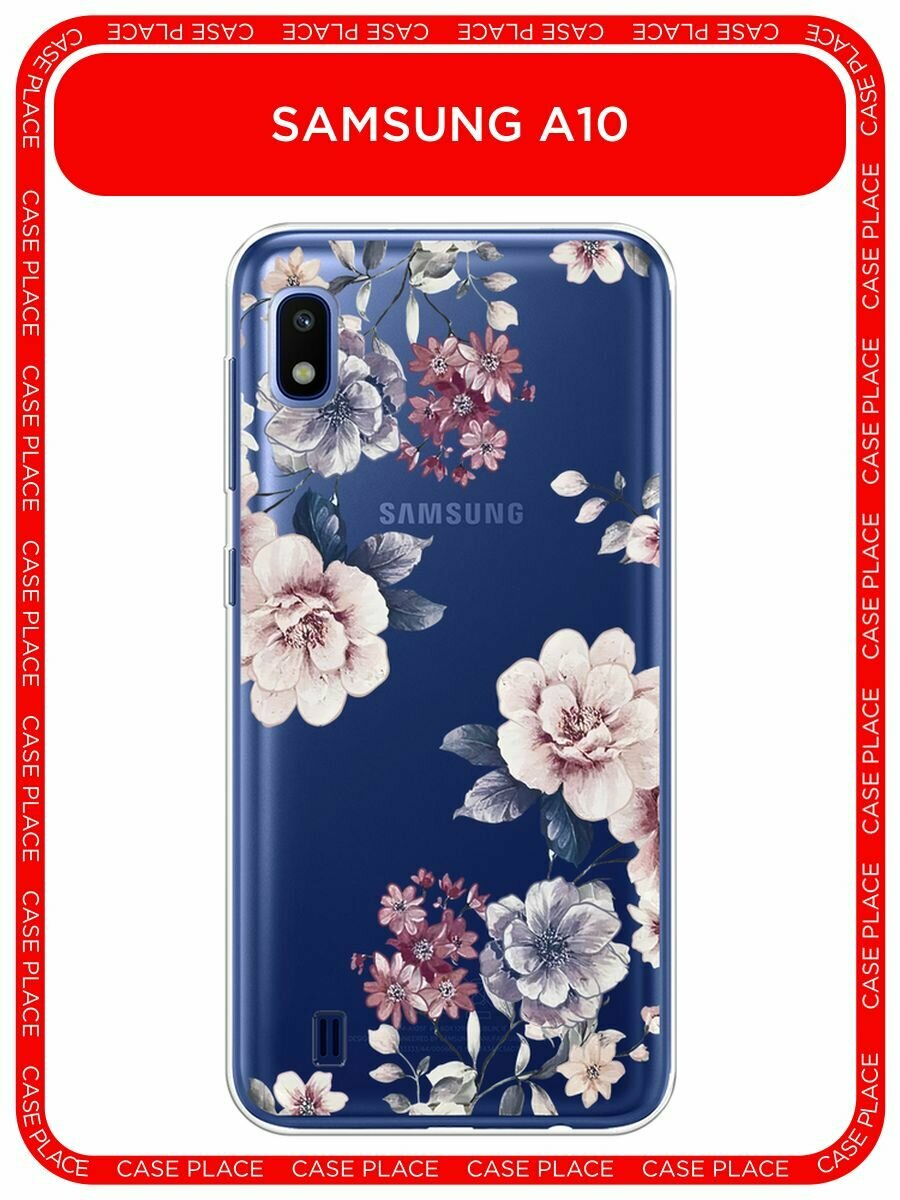 Чехол на Samsung Galaxy A10 / Самсунг Галакси А10 с принтом "Нежные винтажные цветы", прозрачный