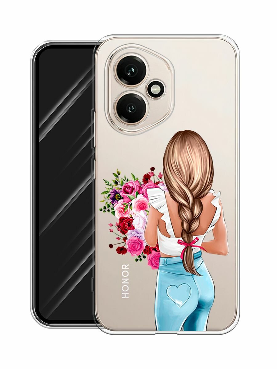 Чехол на Honor 400 / Хонор 400 с принтом "Букет для девушки", прозрачный — фото 1