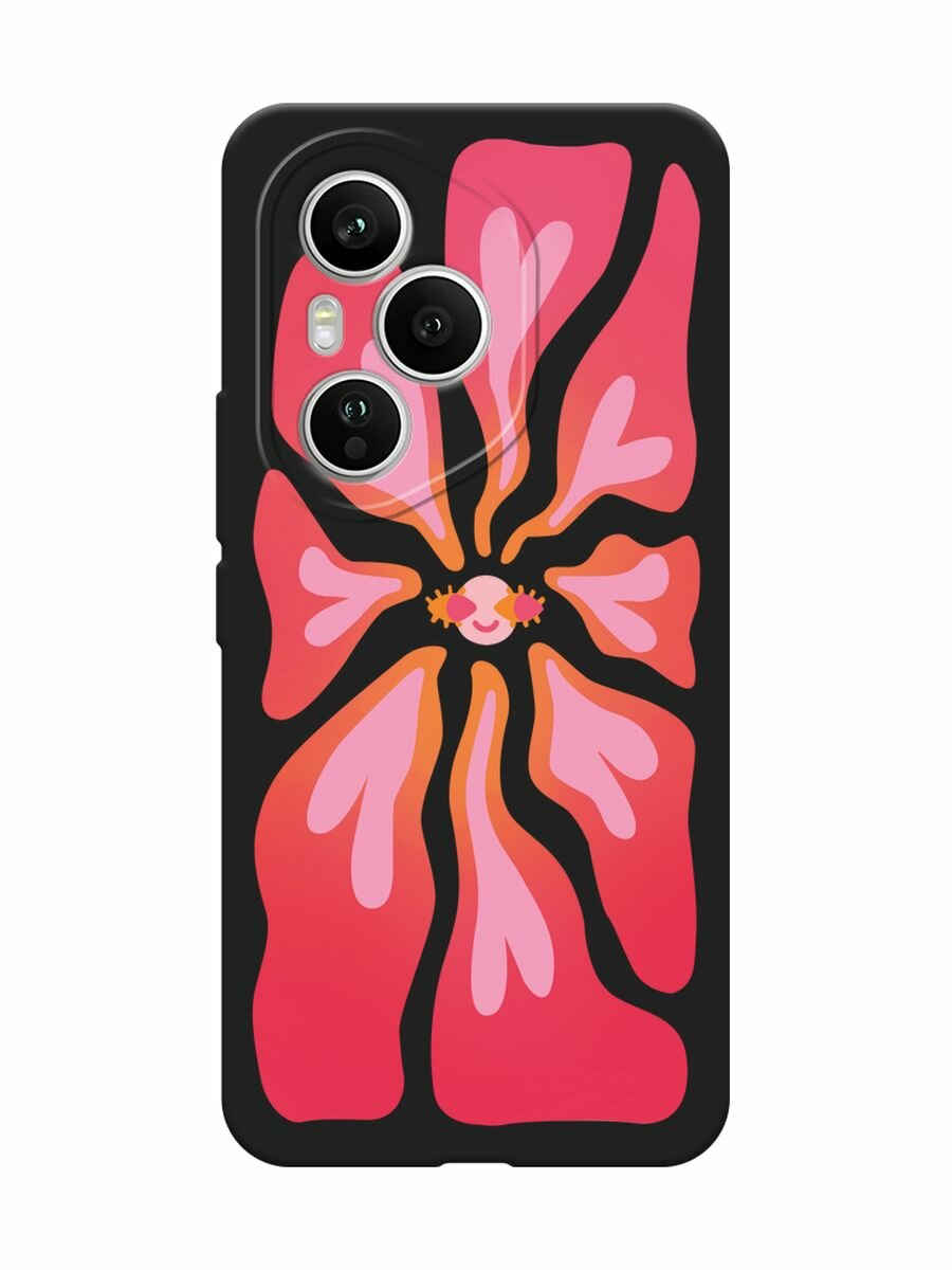 Черный матовый чехол на Honor 400 Pro / Хонор 400 Про с принтом "Тропический цветок - 8 марта"