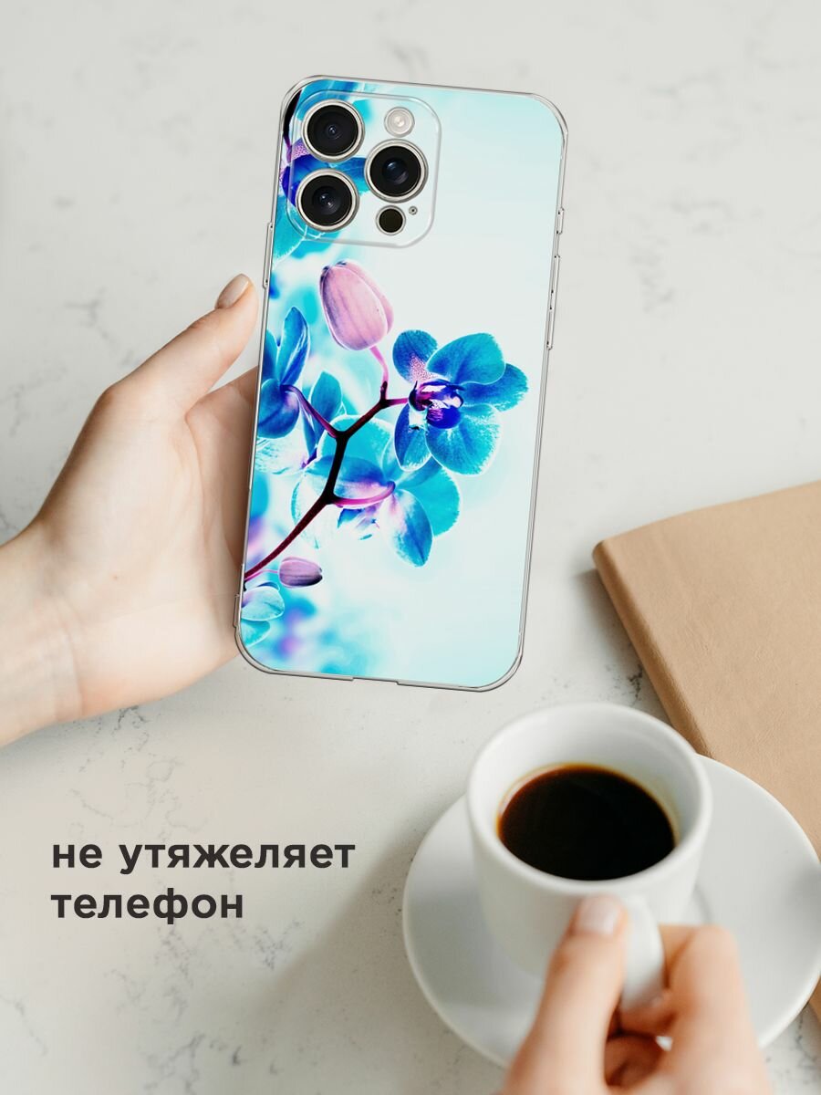 Чехол на Apple iPhone 16 Pro Max / Айфон 16 Про Макс с принтом "Голубая орхидея" — фото 1