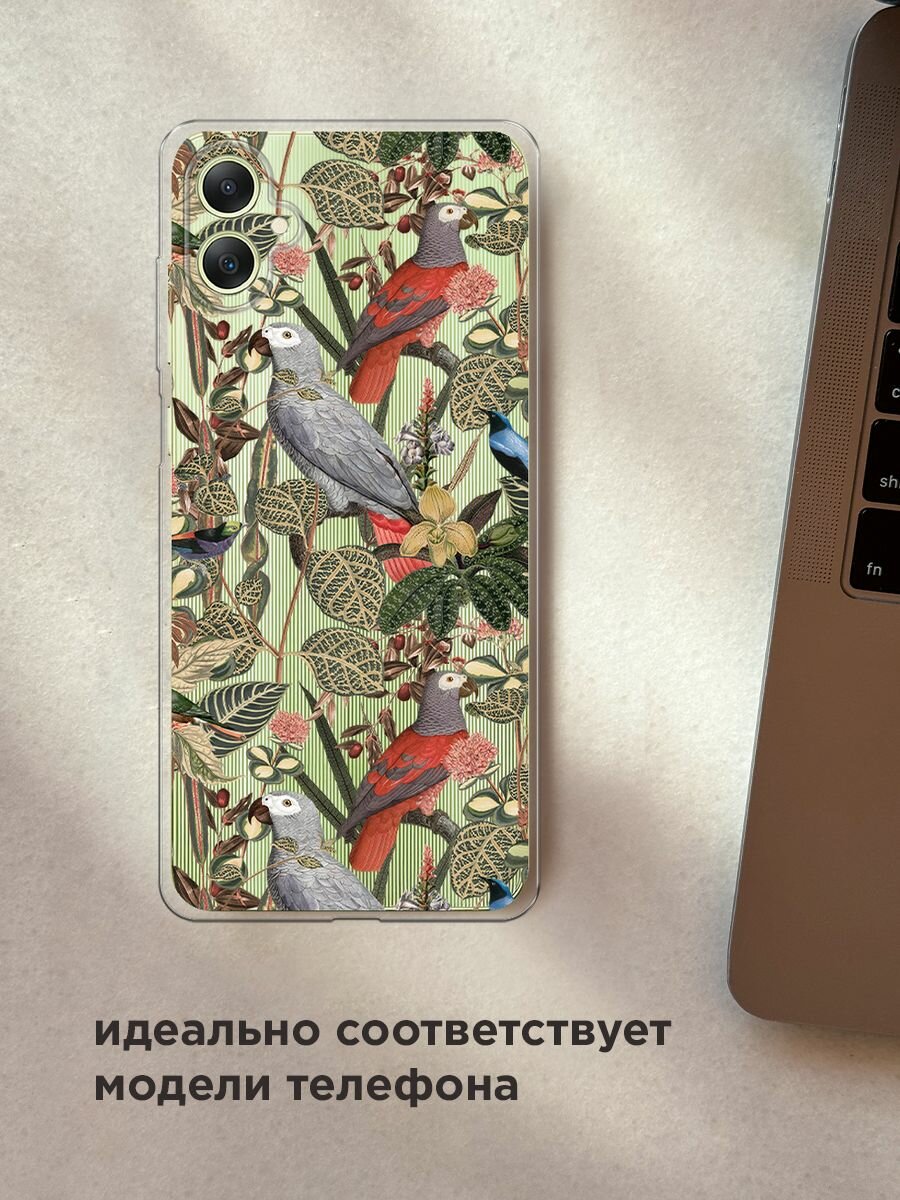 Чехол на Samsung Galaxy A06 / Самсунг Галакси А06 с принтом "Tropical pattern", прозрачный — фото 1