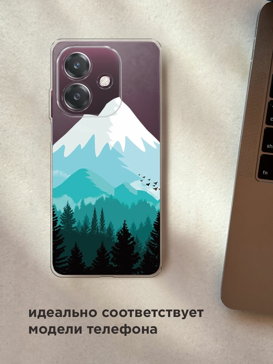 Чехол на Oppo A3/A3x / Оппо А3/A3x с принтом "Синяя снежная гора", прозрачный — фото 1
