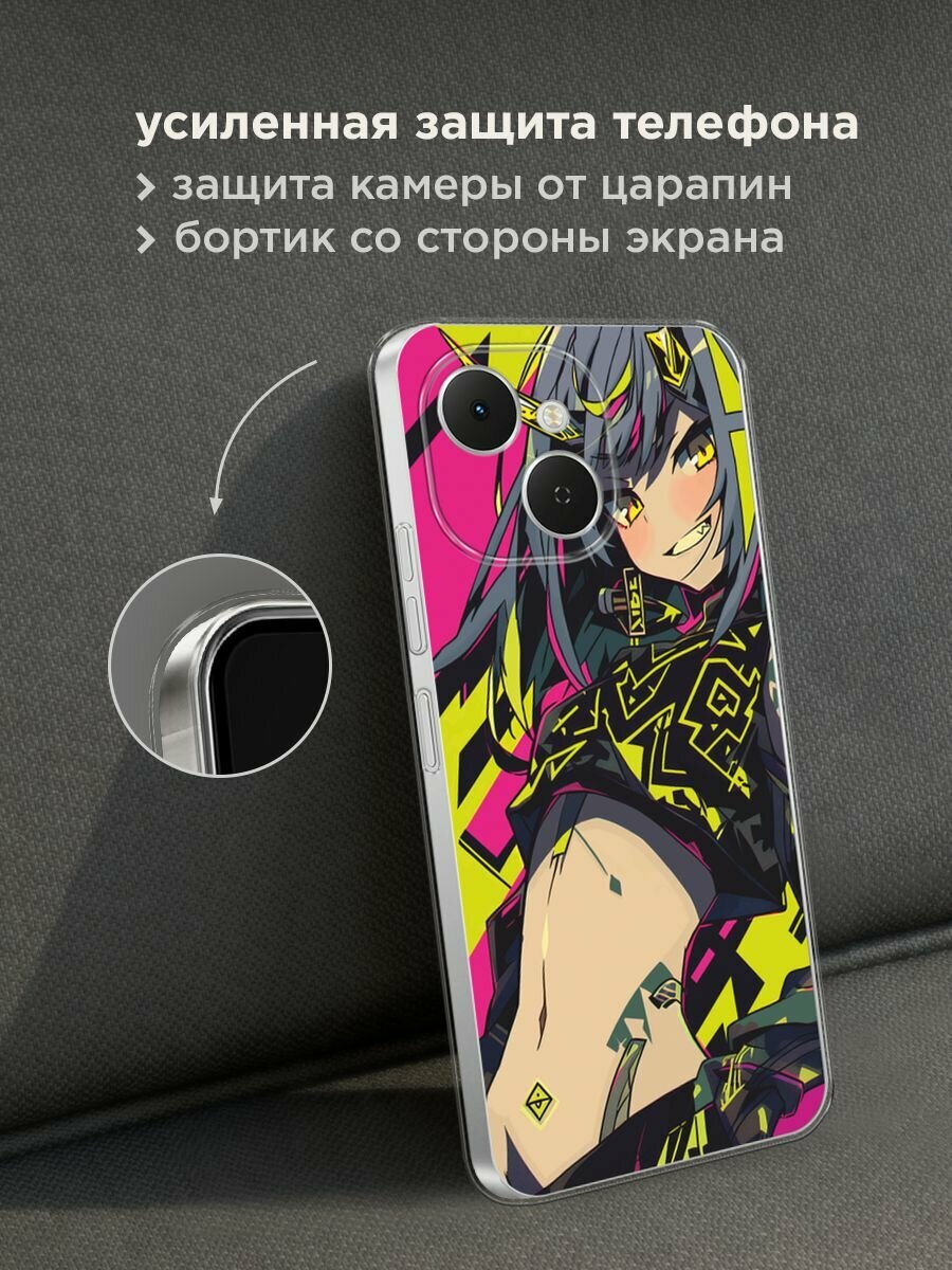 Чехол на Tecno Spark 40C / Текно Спарк 40C с принтом "Девушка в кибер костюме" — фото 1