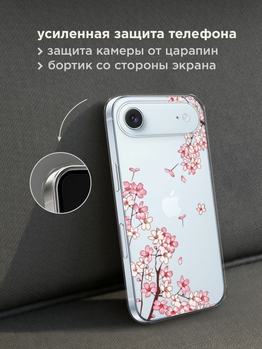 Чехол на Apple iPhone Air / Айфон Айр с принтом "Ветви сакуры 1", прозрачный — фото 1