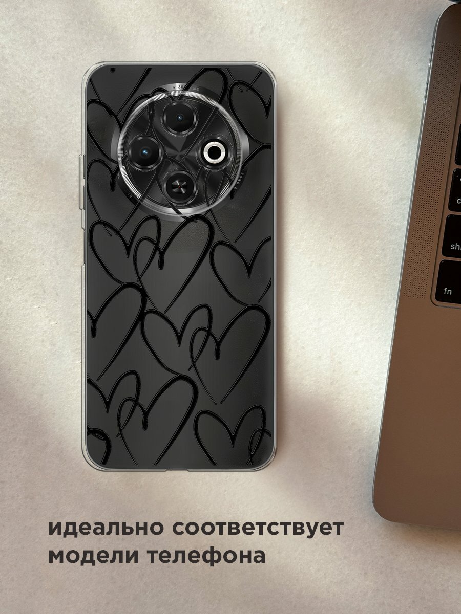 Чехол на Tecno Spark 30C / Текно Спарк 30C с принтом "Hearts doodle black 1" — фото 1