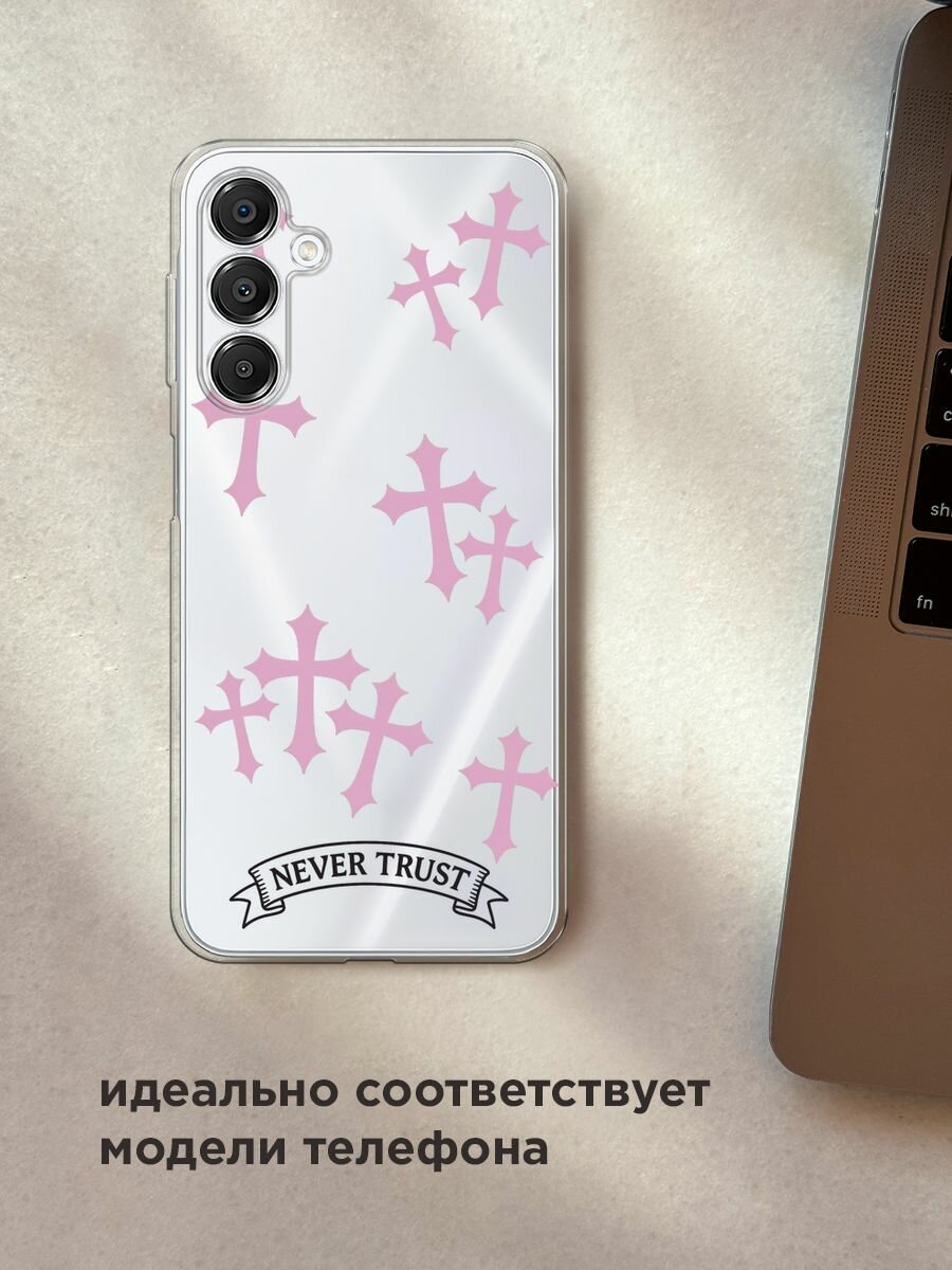 Чехол на Samsung Galaxy A16 / Самсунг А16 с принтом "Розовые кресты", прозрачный — фото 1