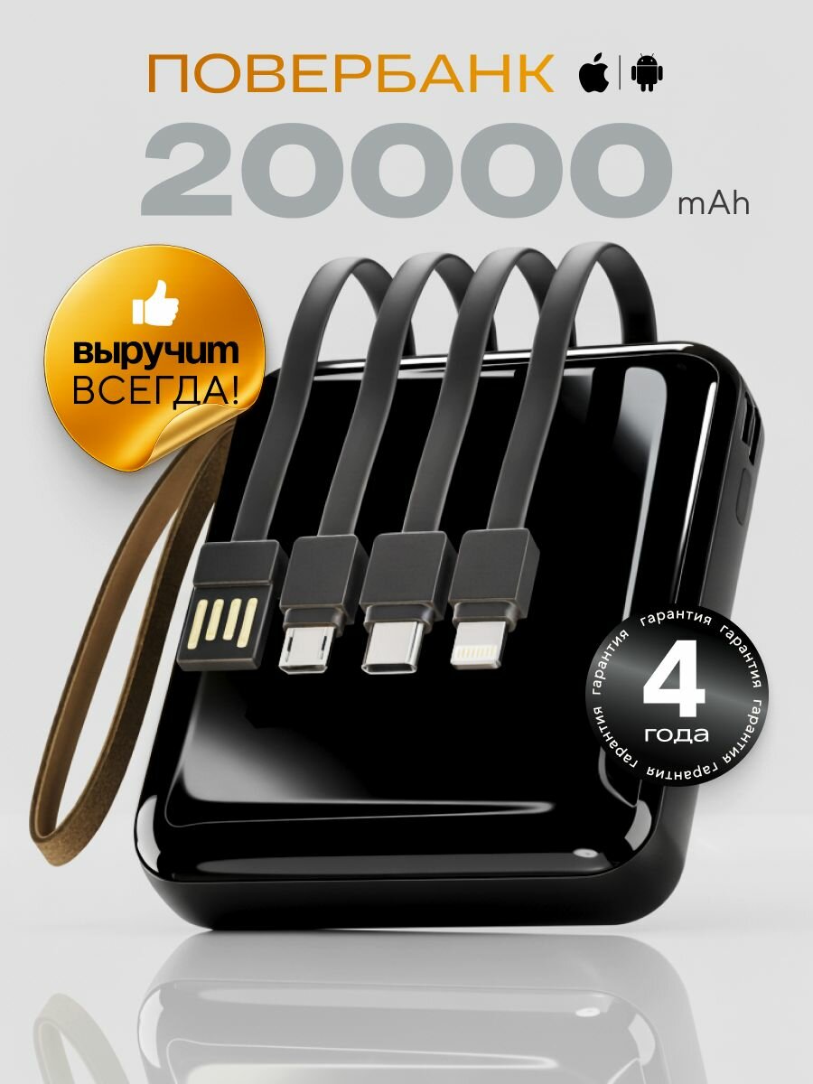 Внешний аккумулятор портативный повербанк powerbank 20000 mAh, quick charge