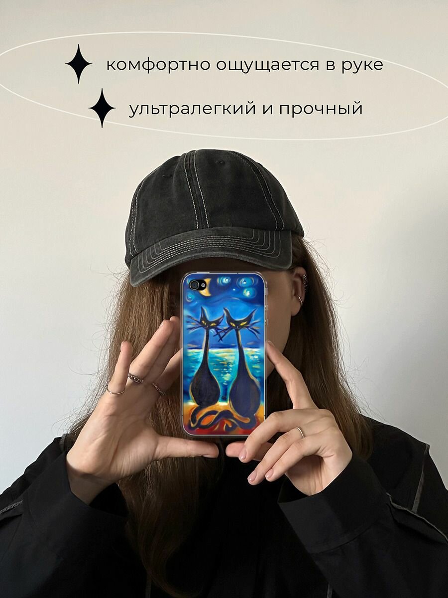 Чехол на Apple iPhone 4/4S / Айфон 4/4S с принтом "Влюбленные котики 7" — фото 1