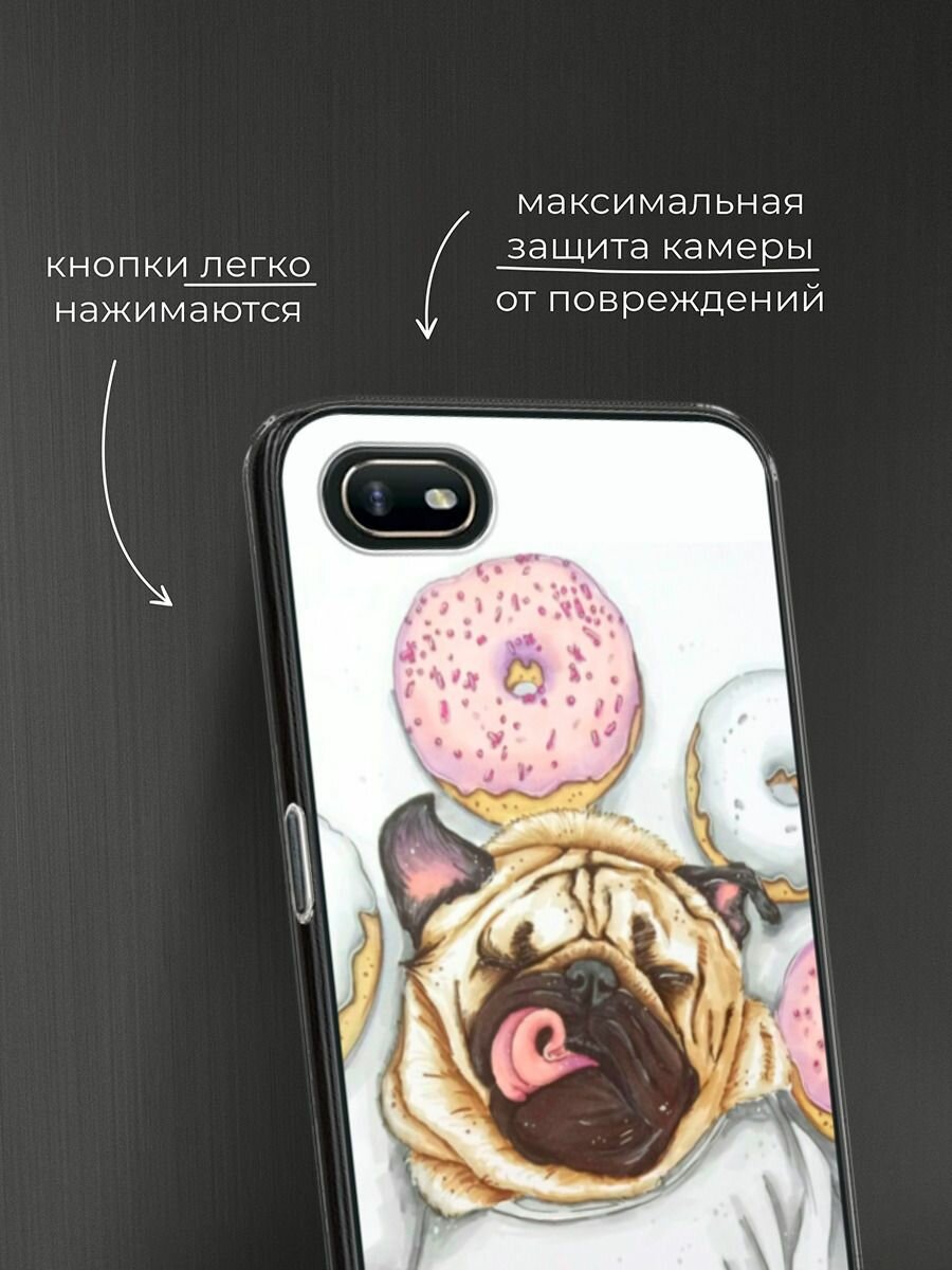 Силиконовый чехол на Oppo A1k / Оппо А1к с принтом "Счастливый мопс" — фото 1
