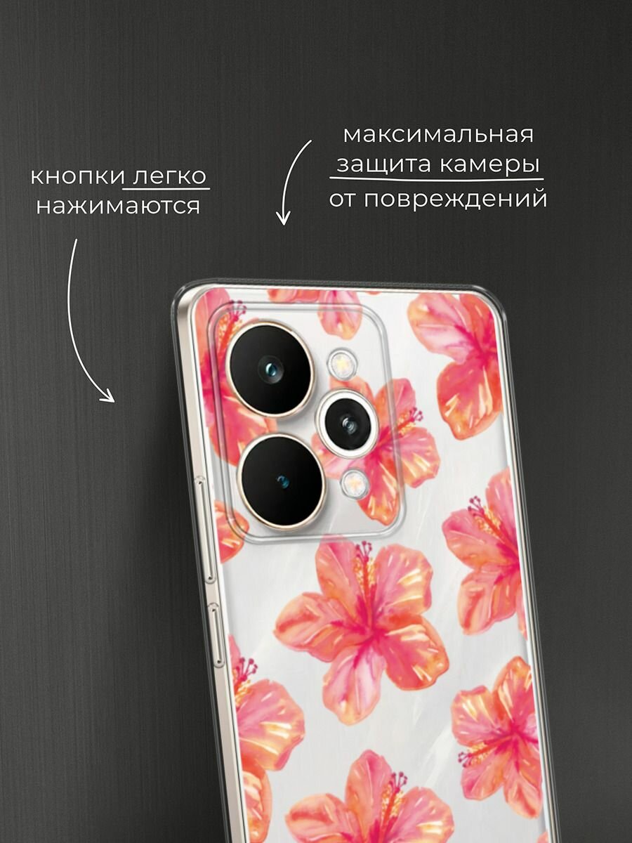Чехол на Realme 15 Pro / Реалми 15 Про с принтом "Pink flowers" — фото 1