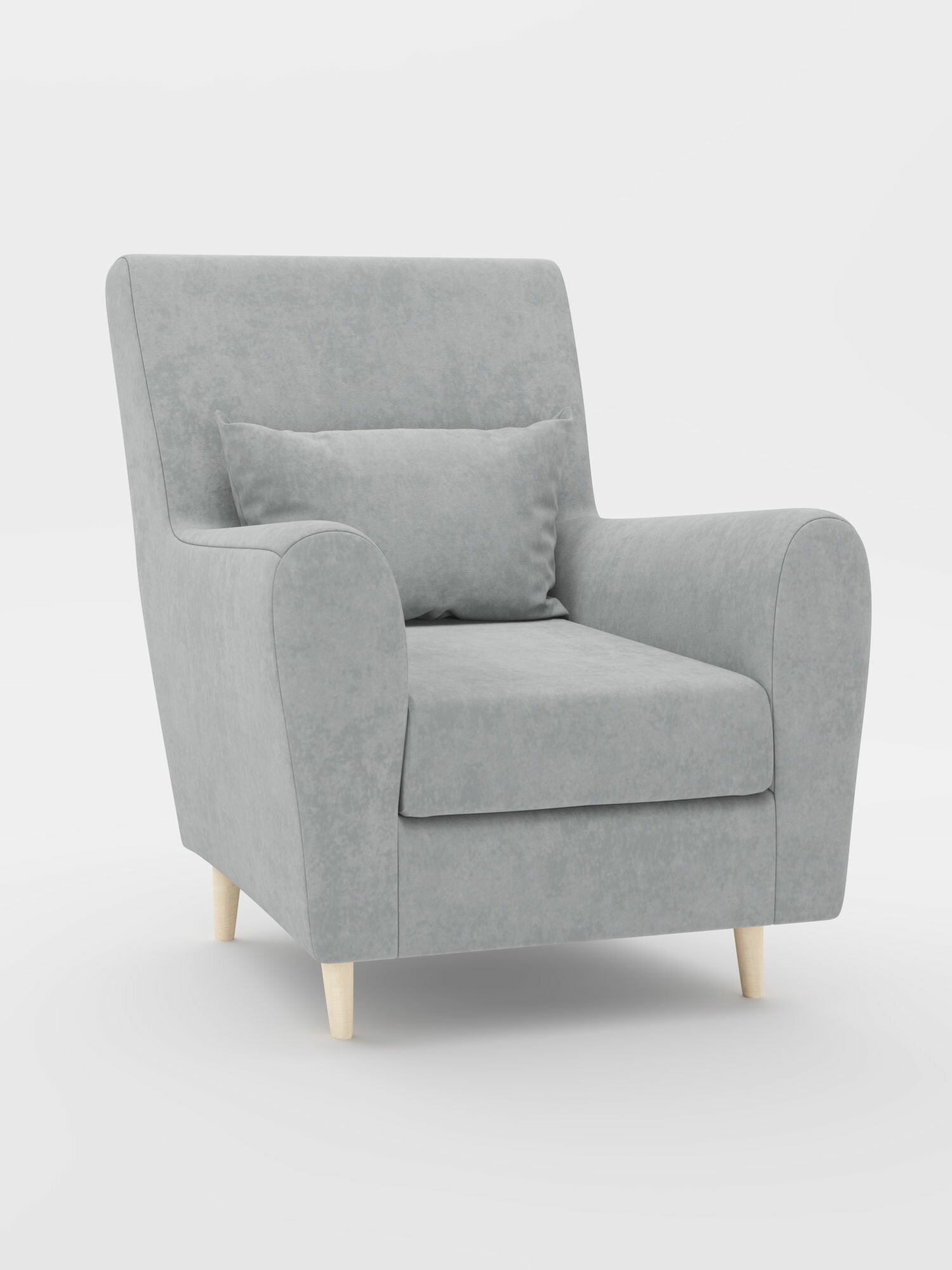 Кресло мягкое для дома, отдыха в гостиной, Легаси W&B премиум велюр: светло-серый
