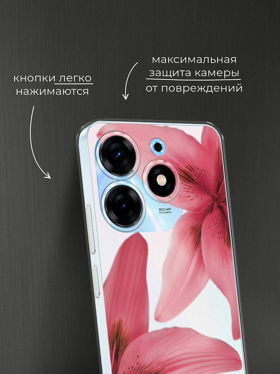 Чехол на Tecno Spark 10 Pro / Текно Спарк 10 Про с принтом "Pink flower" — фото 1