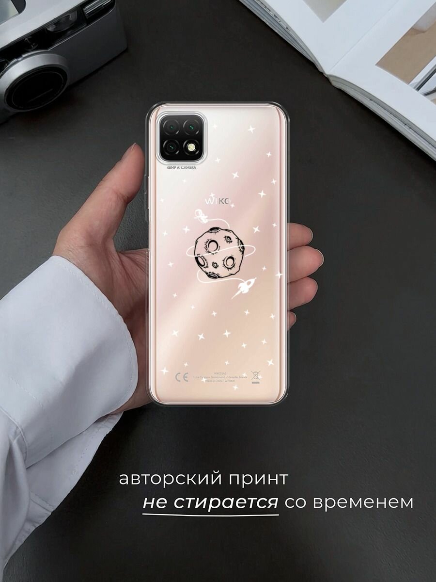Чехол на Wiko T3 / Вико Т3 с принтом "Полет вокруг луны", прозрачный — фото 1