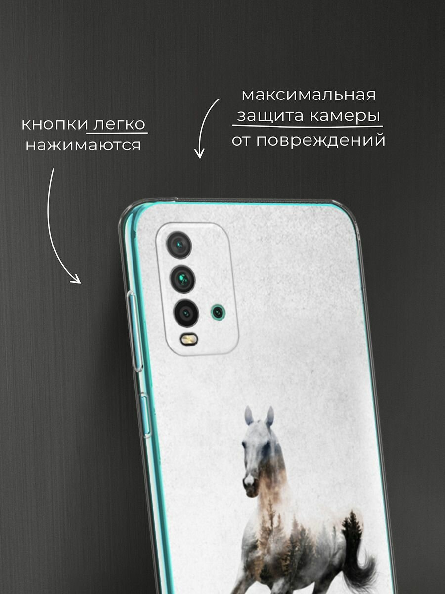 Чехол на Xiaomi Redmi 9T / Сяоми Редми 9Т с принтом "Лошадь лес" — фото 1