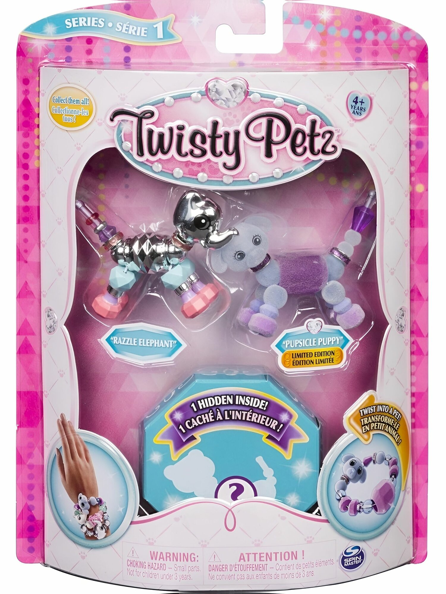 Twisty Petz - Набор бусин для плетения 3 браслетов-питомцев, Razzle elephant, pepsicle puppy