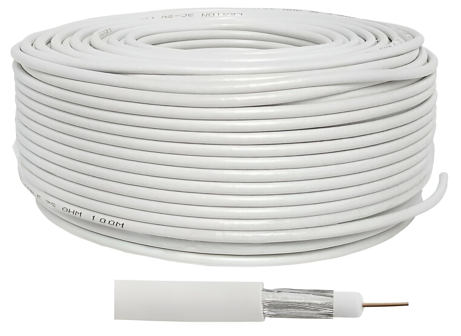 Кабель коаксиальный Net.on Rg-6, длина 100 м, для ТВ, антенный, белый
