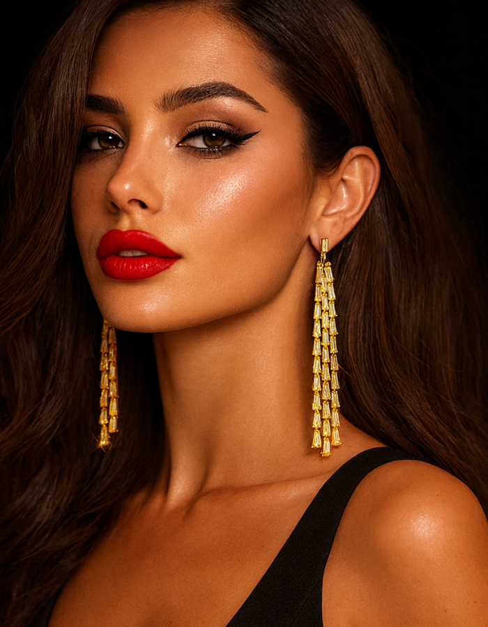 Серьги, кристалл, циркон