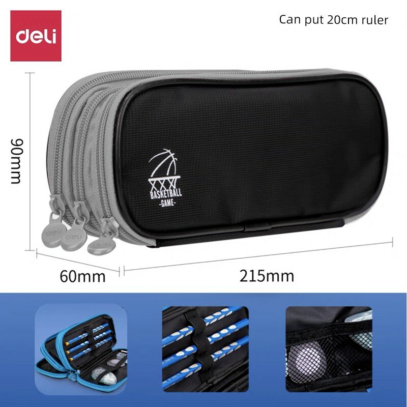 Пенал Deli из холщовой ткани, многофункциональная сумка для канцелярских принадлежностей с держателем для ручек для