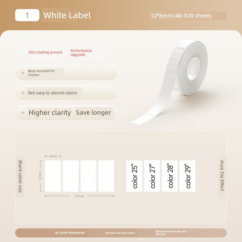 Бумага для ценников Jingchen D110/D11/D101/H1S, белая, термоклеевая, водонепроницаемая, маслостойкая (1)12*6/4R-920
