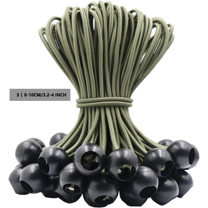 Резиновые шнуры-стяжки ZHUOHUA, 50 шт, белые, для кемпинга Amy Green(10cm)