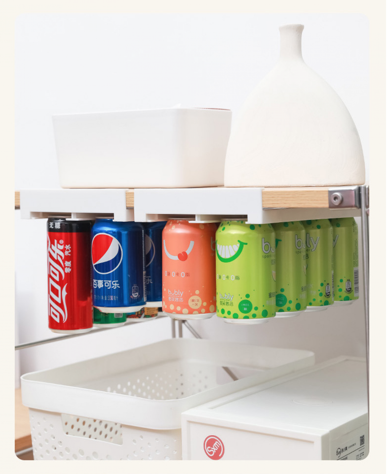 Органайзер-держатель MyPads для банок в холодильник, пластиковая полка, горизонтальная