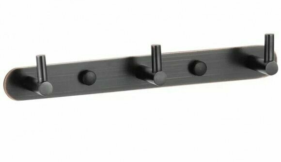 Планка для ванной комнаты с 3-мя крючками 245х40х38мм латунь , цвет состаренный черный VIKO V-723
