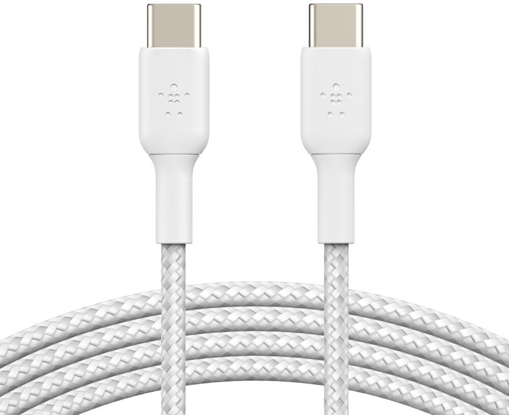 Дата-кабель с нейлоновой оплёткой Belkin BOOST CHARGE CAB004 USB-C (1 м, 60 Вт) (Белый / White)