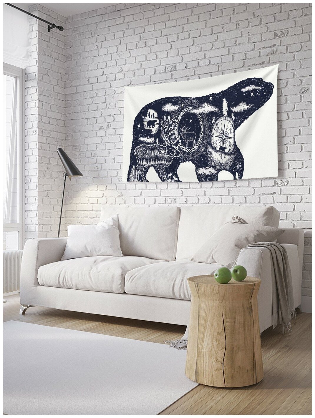 Горизонтальное фотопанно JoyArty на стену "Дикий медведь", 100x150 см