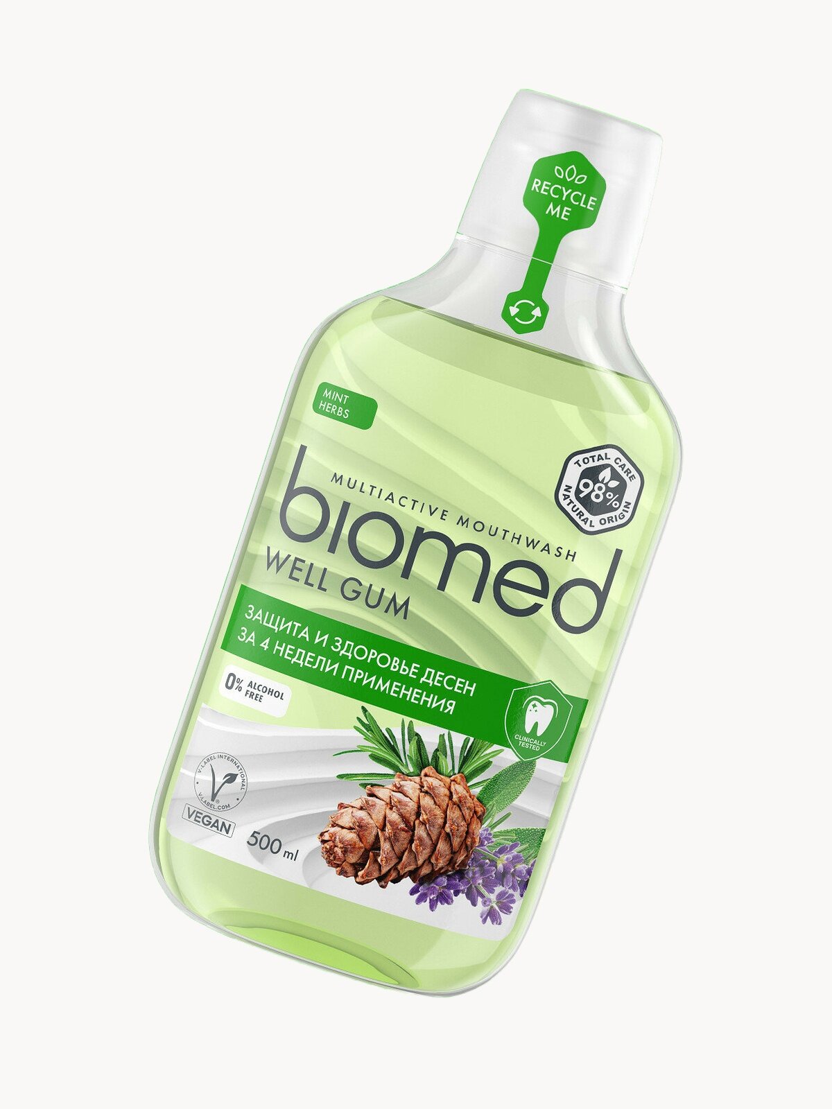 Ополаскиватель для полости рта антибактериальный для защиты и здоровья десен BIOMED WELL GUM Мята, 500 мл