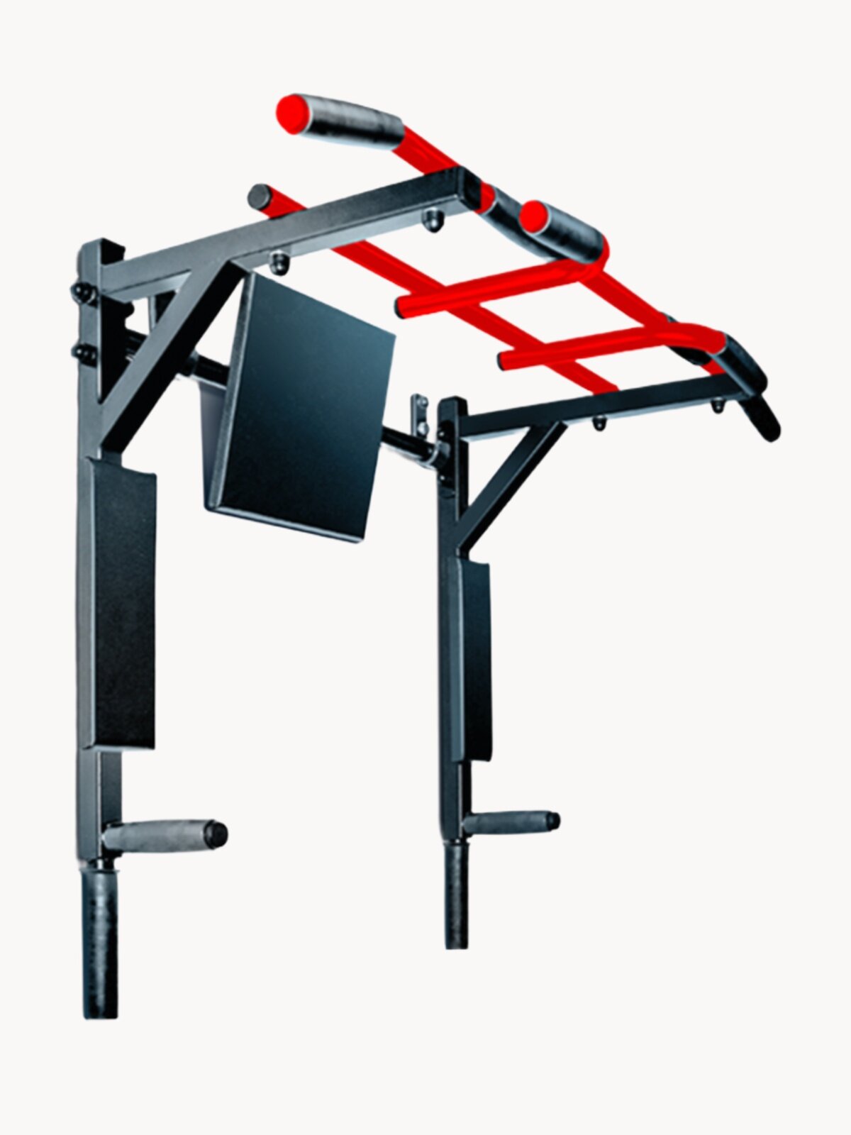 Турник настенный 3в1 брусья пресс тренажер для дома усиленный, нагрузка 300кг Центрл Спорт черно красный разборный Aktiv