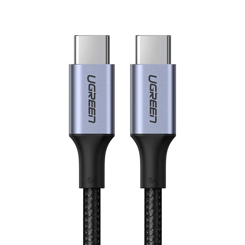 Кабель Ugreen US316, USB-C - USB-C, 100 Вт, 5A, 1 м, серый