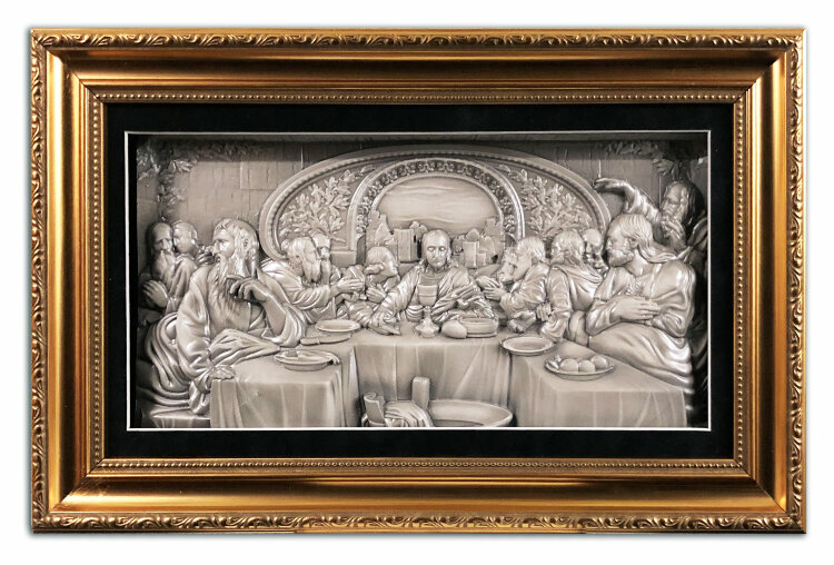 Панно "Тайная вечеря". Православная тематика, в раме, пластик, 32х51см.