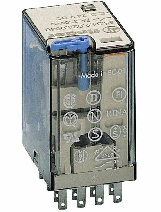 55.34.9.024.0000 Промежуточное реле; 4 перекидных контакта 7А ( 24В DC)Finder