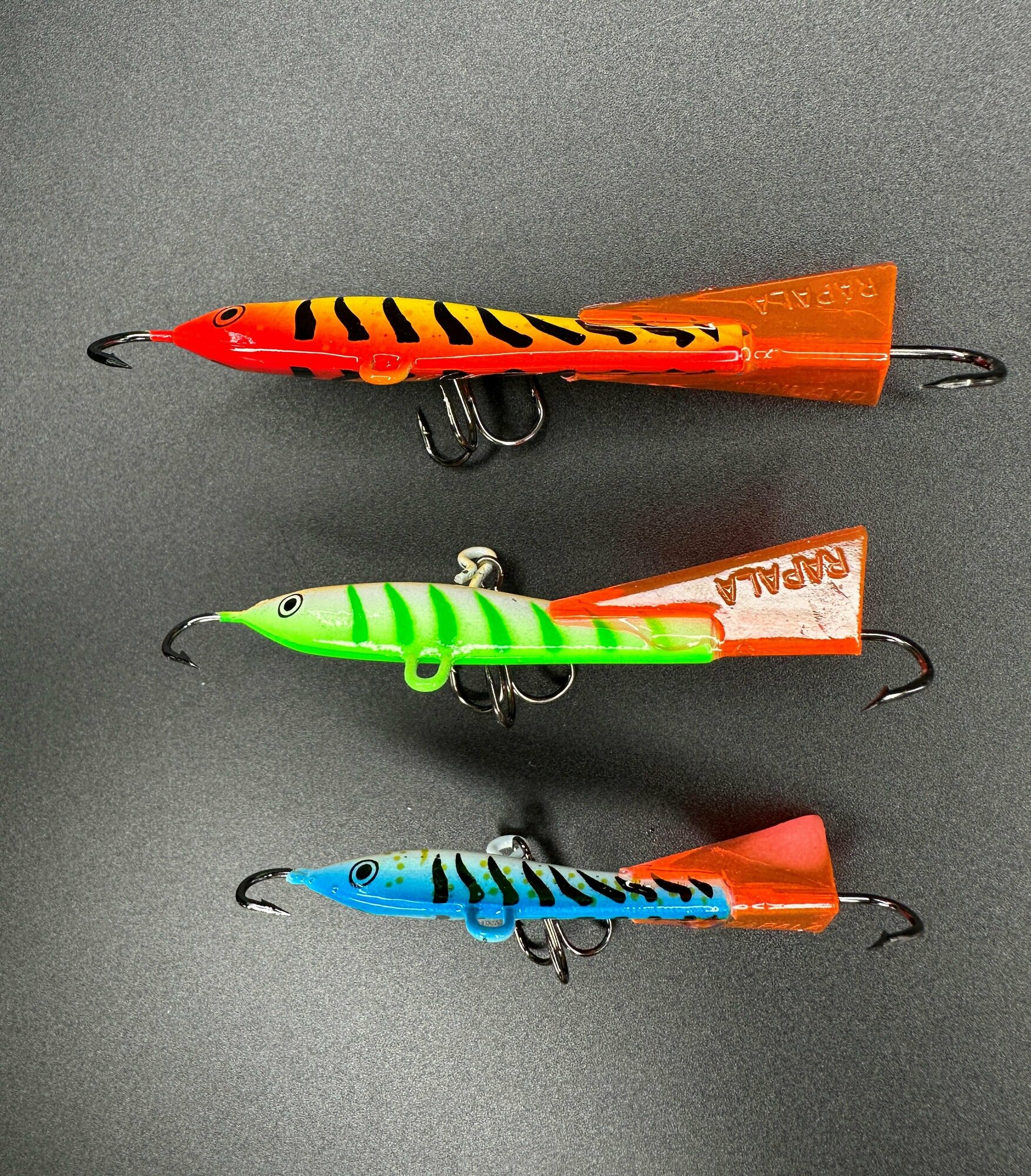 Набор из 3 балансиров Rapala 9 гр 65 мм, 14 гр 70 мм и 18 гр 75 мм для зимней рыбалки на хищника: окунь, щуку, судак