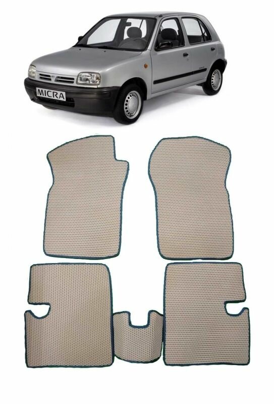 Ева коврики Nissan Micra II (K11) 1992 - 2002/ Ева ЭВА сота/ цвет Серый c серой окантовкой / EVA Smart / коврики в салон автомобиля Ниссан