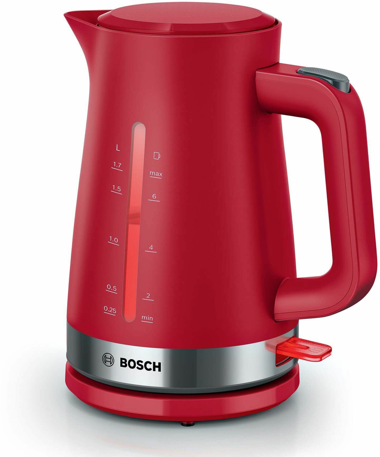 Чайник Bosch TWK4M224, 1,7 л, красный, нержавеющая сталь, пластик