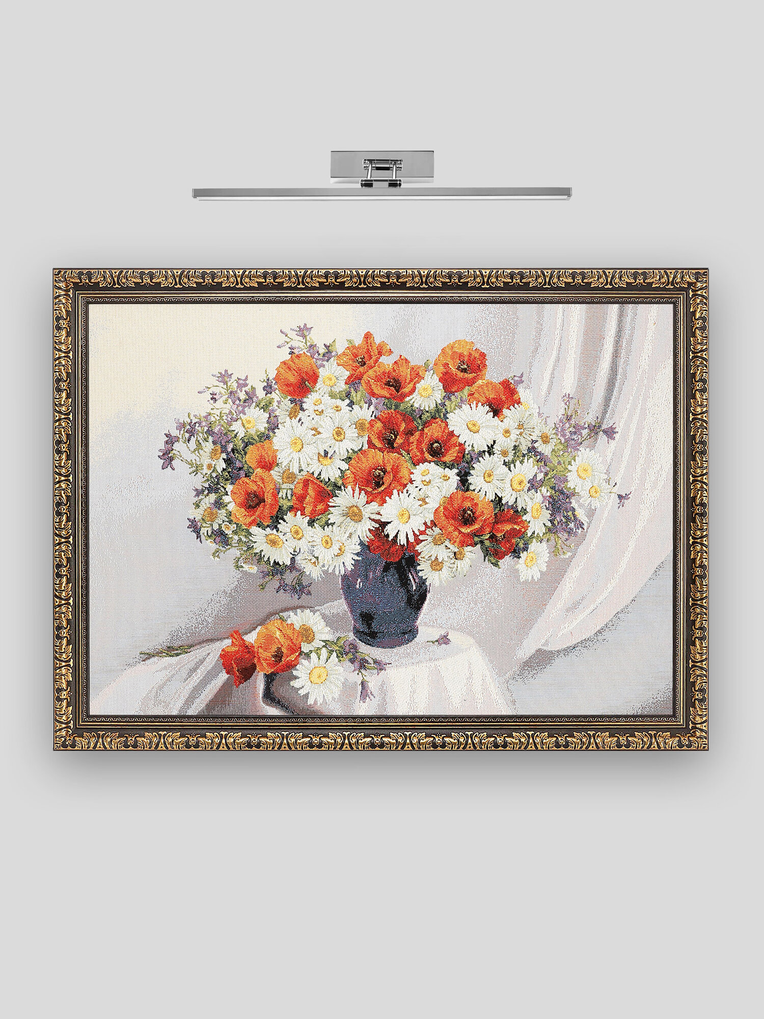 Картина на стену Магазин гобеленов "Букет в синей вазе" 55*75 гобеленовая, гобелен, интерьерная