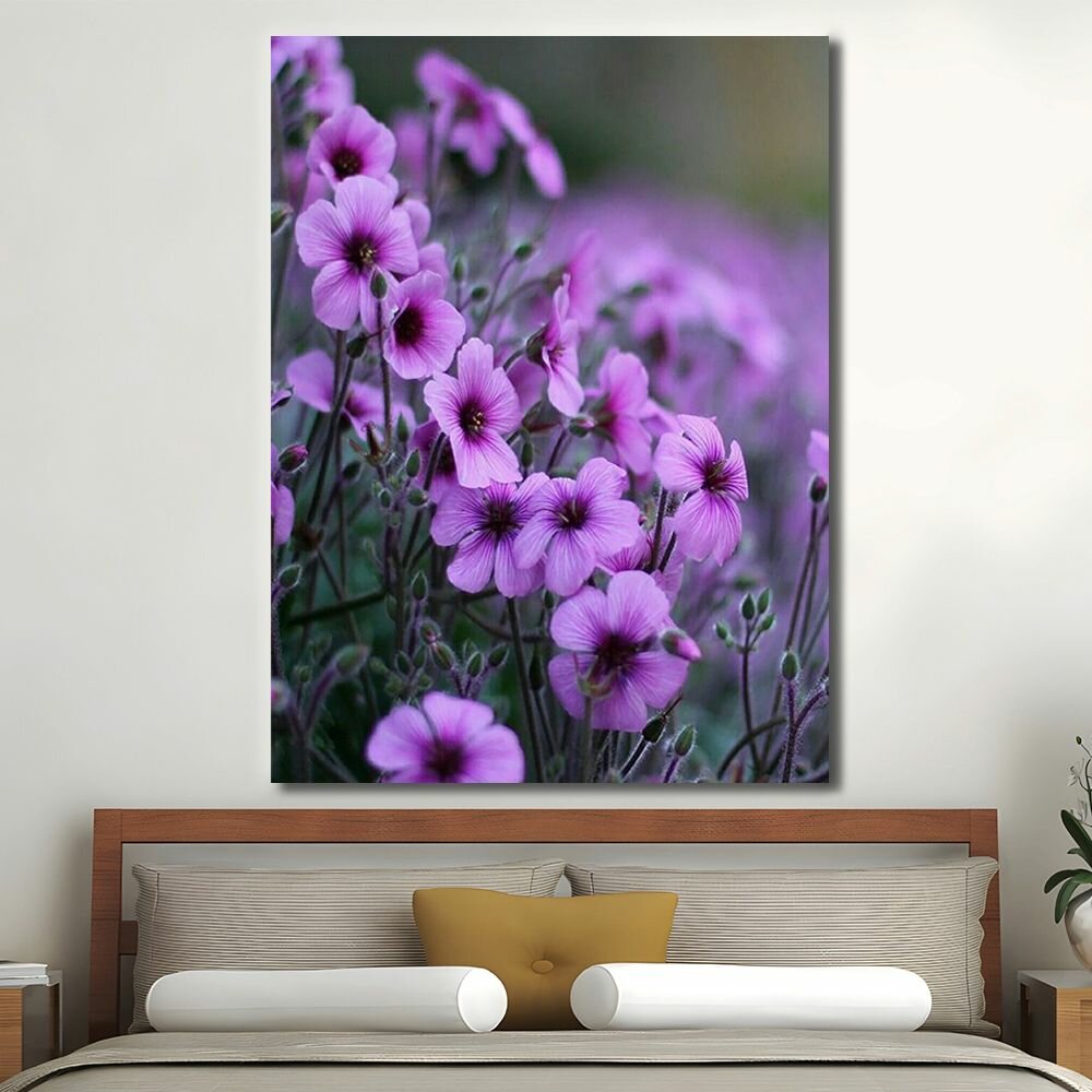 Картина на стену, интерьерная karTTina "Фиолетовые флоксы", 50х70см 1шт.