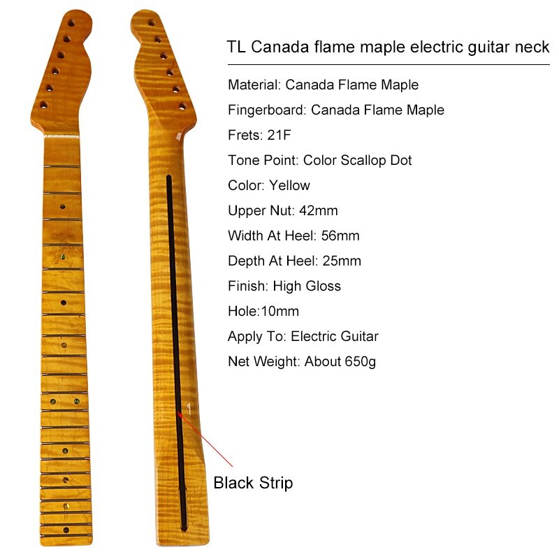 Гриф для электрогитары Telecaster, кленовый, 21 лад, Bestwood TL M12 High Gloss